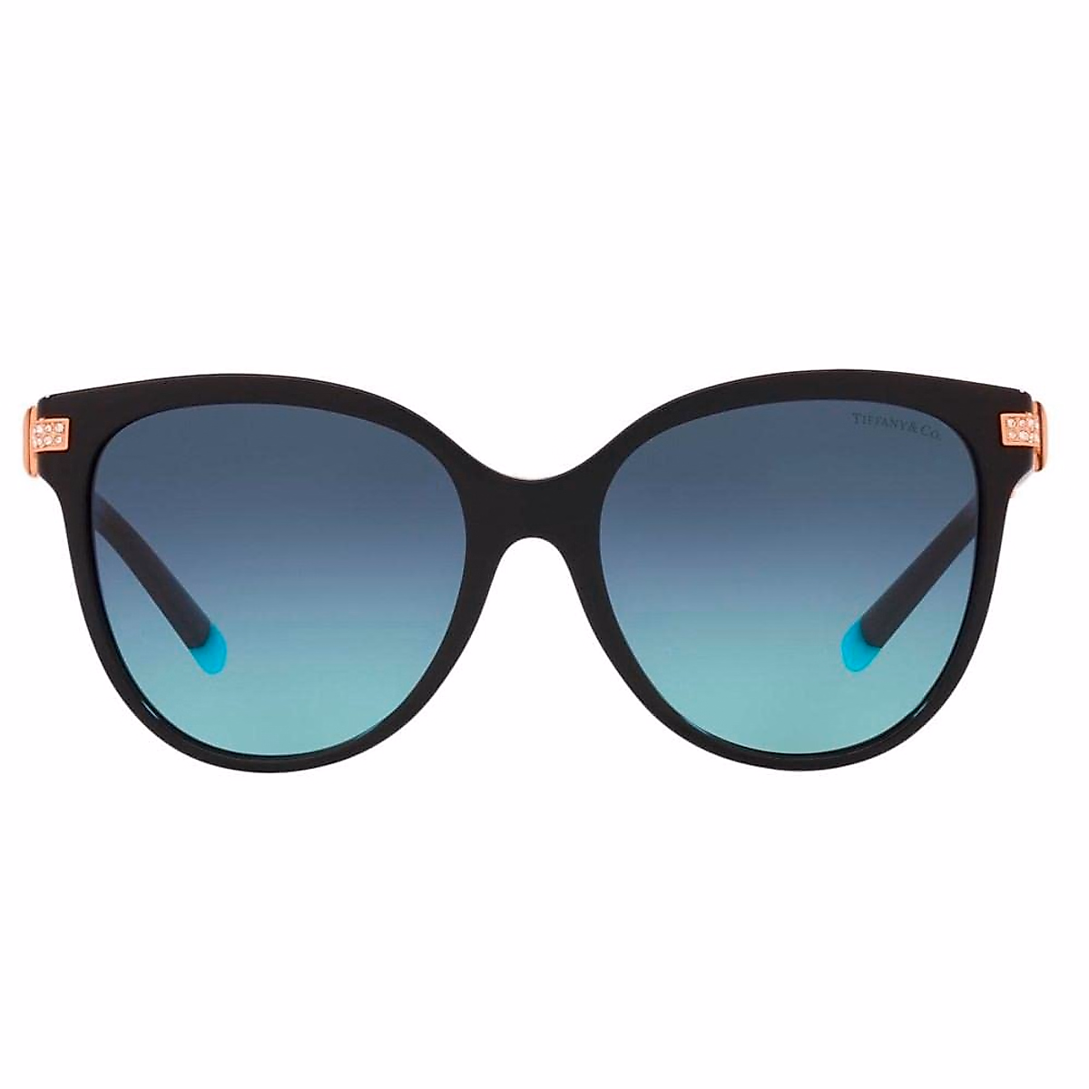 Tiffany & Co. Woman Sunglasses Black Frame, Azure Gradient Blue Lenses, 55MM