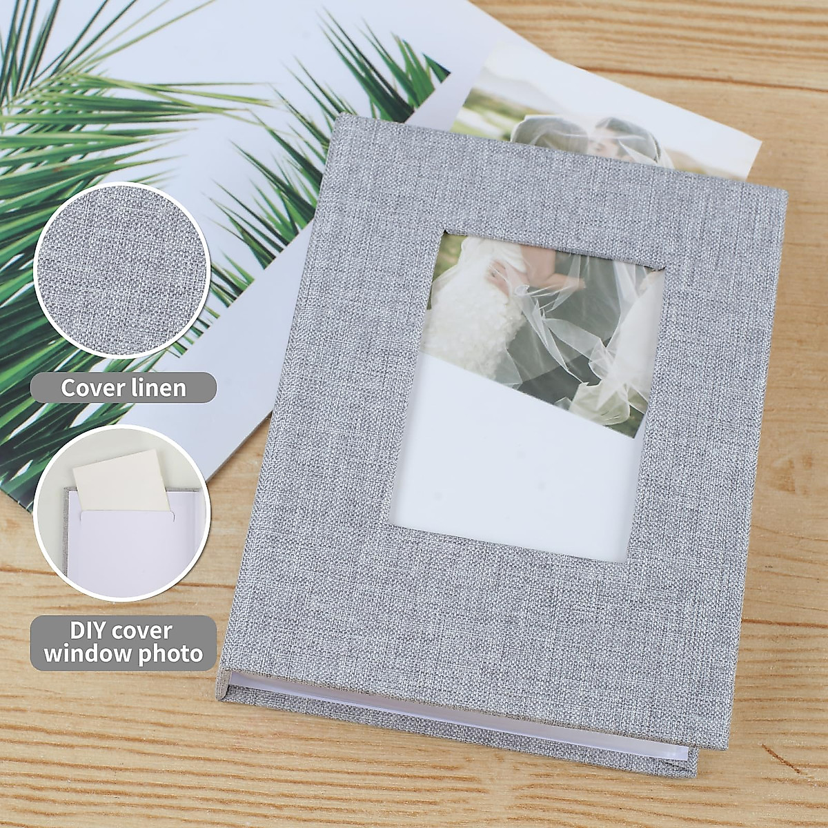 vivinin 2 Pack Photo Album 4x6, Linen Cover Photo Album, Small Photo Album Book for 36 Pockets Hold 72 Pictures, Picture Book for Photos Family Anniversaries Baby Vacations（gray)