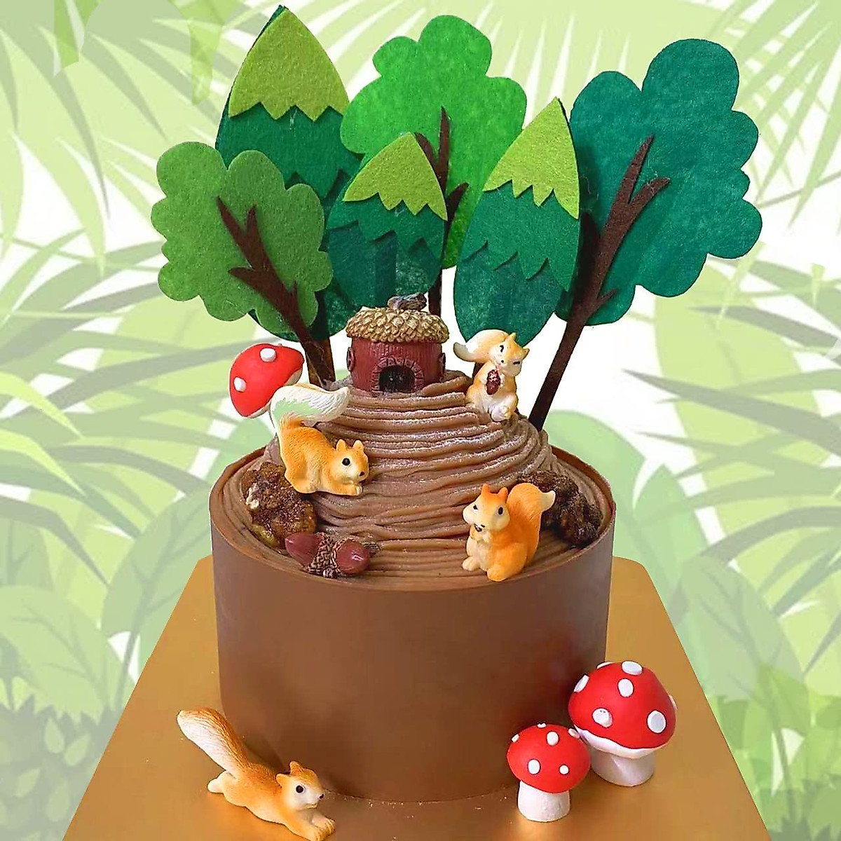 GallaRato 15 PCS Woodland Animals Party Supplies Squirrel cake topper Woodland Animals Cake Decoration Woodland Baby Shower Decorations