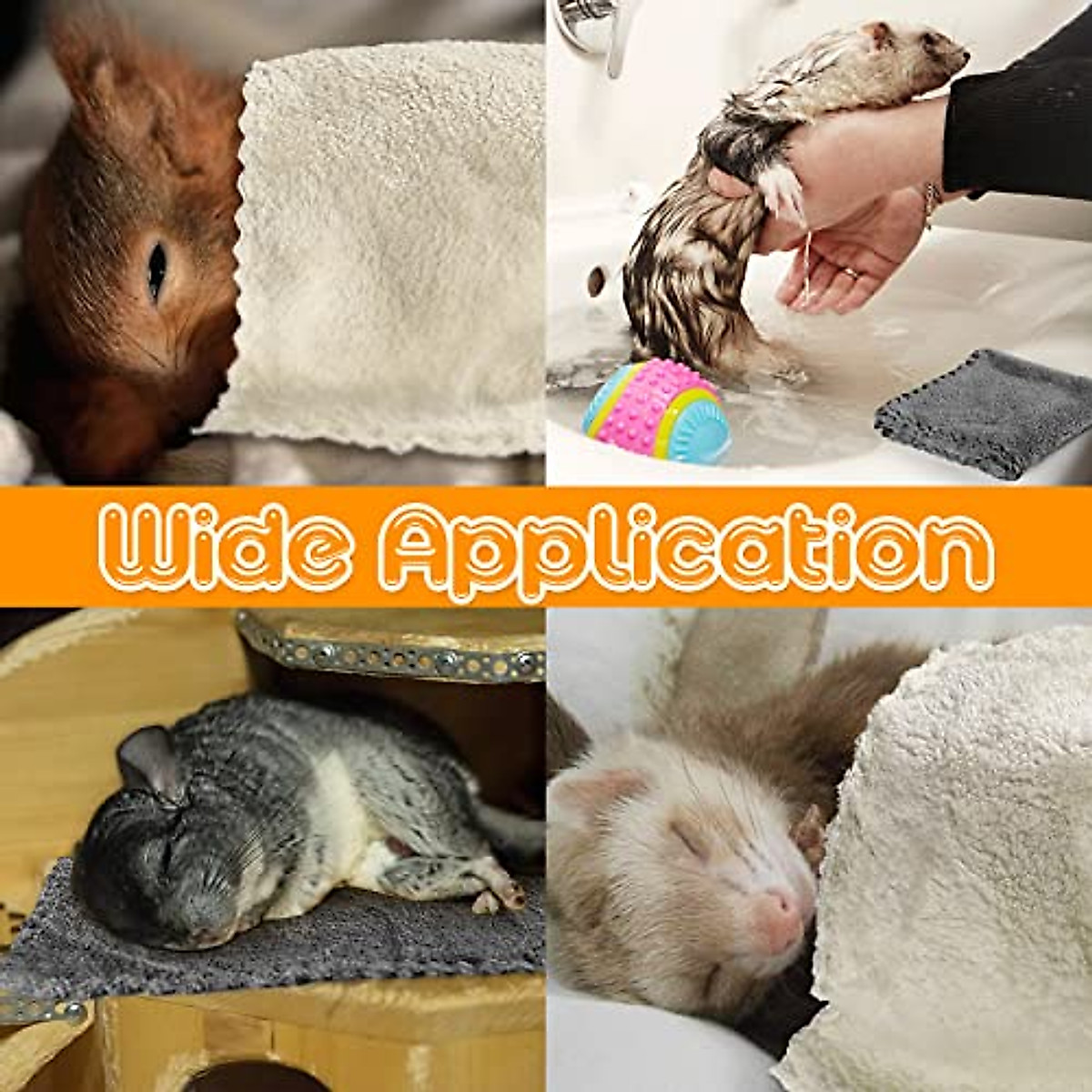 10 Pieces Guinea Pigs Blankets Hamster Fleece Cage Liners Soft Guinea Pig Accessories Small Animal Pet Blanket Sleep Bedding Mats Pet Supplies for Dog Puppy Cat (Gray, Beige,11.8 x 11.8 Inch)