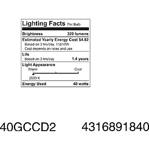 Ge Decorative Globe Bulb 40 W 320 Lumens G16-1/2 Candelabra 3 in. Clear Card 2 Count, Pack of 6 (Total 12)