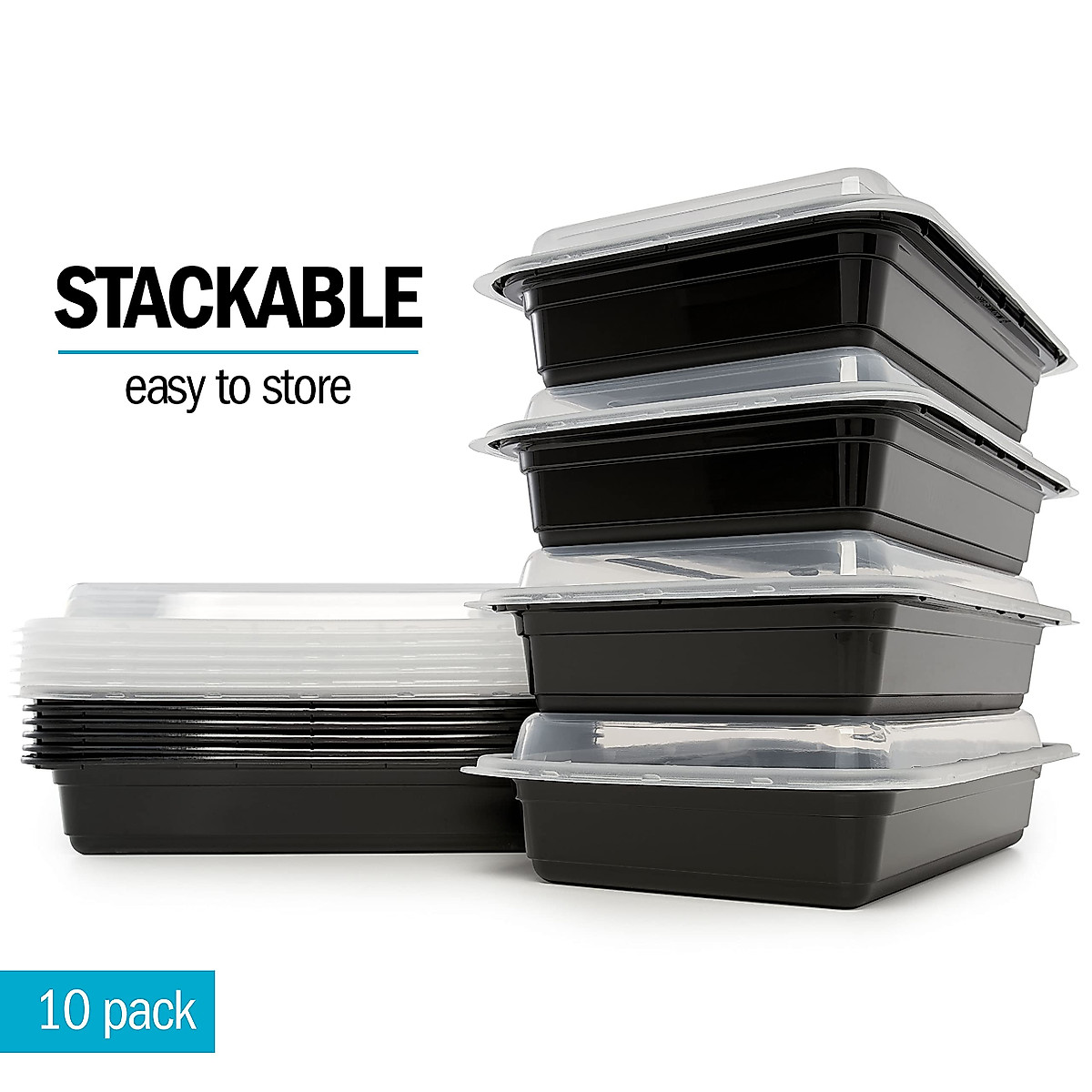 Igluu Meal Prep Containers [10 pack] 1 Compartment with Airtight Lids - Plastic Food Storage Bento Box - BPA Free - Reusable Lunch Boxes - Microwavable, Freezer and Dishwasher Safe (28 oz)