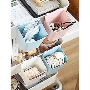 5 Piece Hanging Cup Holder,Trolley Storage Basket,Trolley Accessories,4.75x4"Hanging Pen Holder,Hanging Bucket,Plant Container,Storage Bucket,Makeup Pencil Holder White