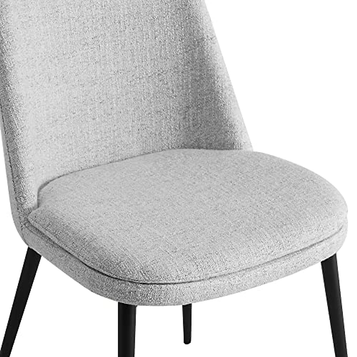 CHITA Mid-Century Padded Dining Chair, Modern Upholstered Fabric Dining Room Chair Set of 2 with Metal Legs,White