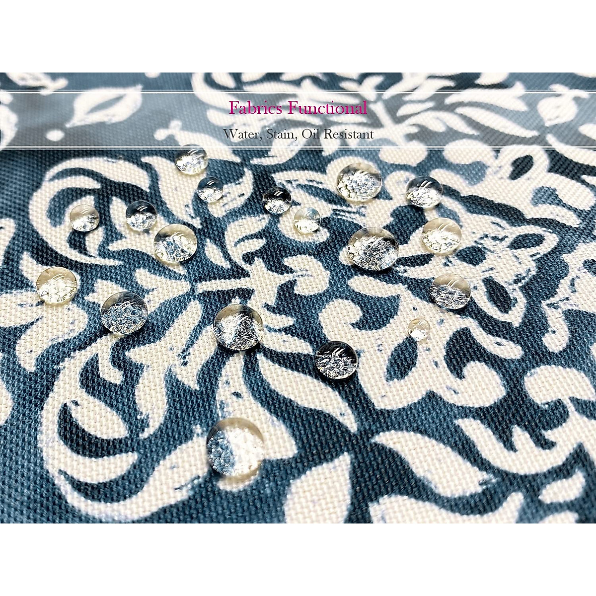 FBTS Prime Outdoor Seat Cushions Set of 2 Patio Chair Cushions with Ties 16x17 Inch Blue Geometry U-Shape Chair Pads for Outdoor Patio Furniture Garden Home Office