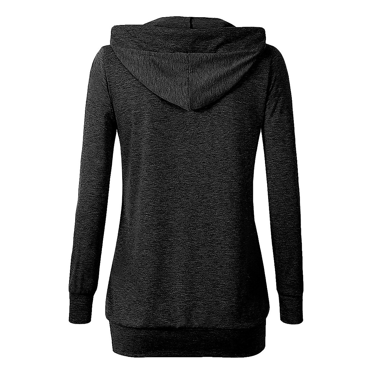 VOIANLIMO Women's Sweatshirts Long Sleeve Button V-Neck Pockets Pullover Hoodies Carbon Black S