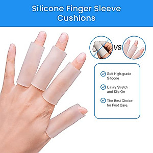 Kimihome 20 PCS Gel Finger Sleeve Protectors, Silicone Finger Sleeve Cushions and Protects, Provide Relief for Finger Cracking, Corns, Blisters and Calluses Protect.