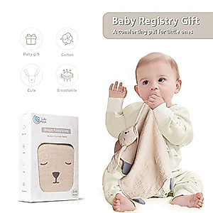 Lulu moon Baby Security Blanket for Unisex, Cotton Muslin Baby Lovey, Soft & Breathable Lovie Baby Gifts for Boys and Girls, 15 * 12 Inch (Soft Hug)