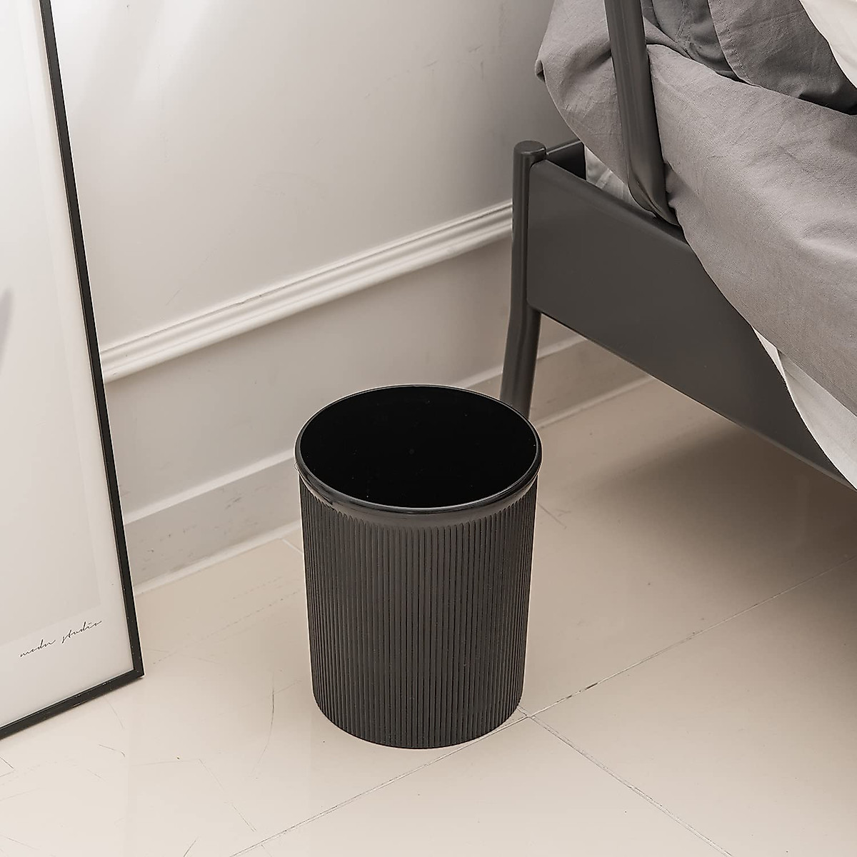 carrotez Bathroom Trash can, Small Trash Can, 2 Gallon, Office Trash can, Black Waste Basket, Plastic Garbage Container Bin for Bathroom, Kitchen, Bedroom, Under Desk, Dorm, Office