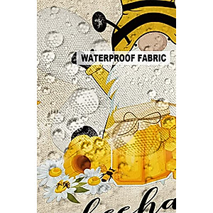 Yellow Honey Summer Bee Dwarf Spring Flower Outdoor Pillow Cover 12x20 Inch Cushion Sham Case, Waterproof Decorative Lumbar Throw Pillowcase for Outside Garden Patio Porch Couch Chair Tent