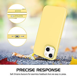 DOMAVER iPhone 13 Mini Case, Phone Case for iPhone 13 Mini Women Girls Liquid Silicone Soft Gel Rubber Microfiber Lining Cushion Cover Slim Smooth Protective-Yellow