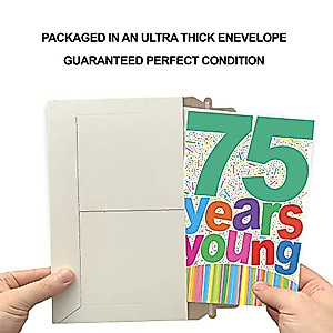 Happy 75th Birthday Greeting Card | Made in America | Eco-Friendly | Thick Card Stock with Premium Envelope 5in x 7.75in | Packaged in Protective Mailer | Prime Greetings