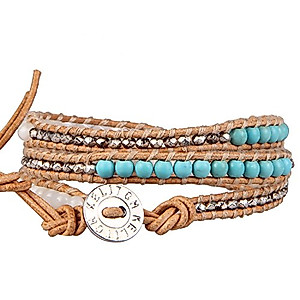 KELITCH New Star Turquoise Bracelets Love Silver Beads 3 Wrap Bracelet Women Shell Pearl Bracelets