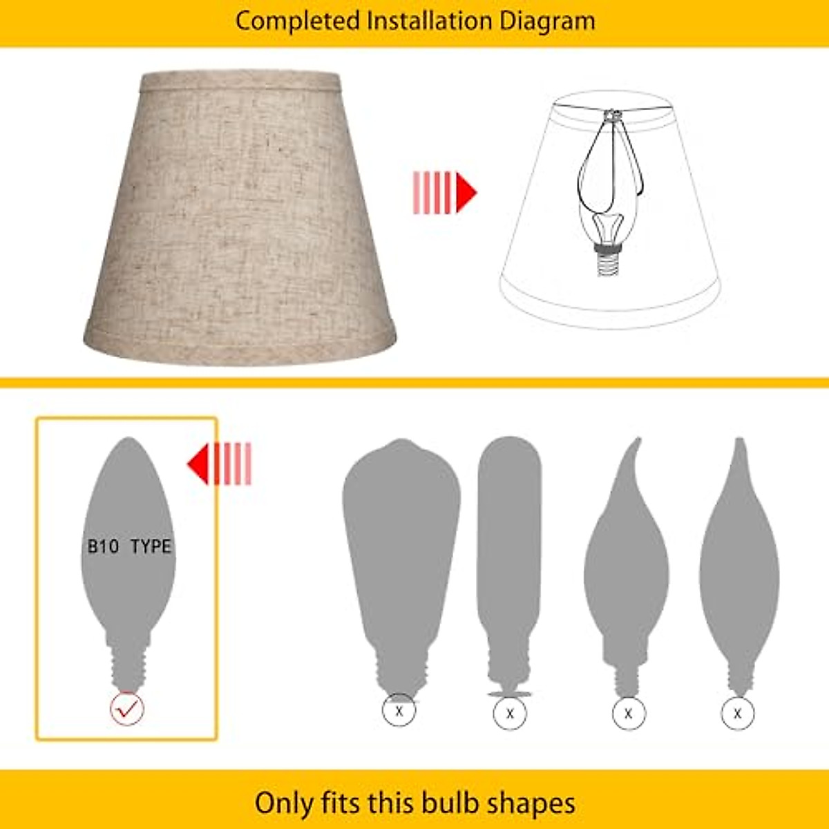 Double Small Lamp Shade Clip On Bulb Set of 2 for Candelabra Bulbs, ALUCSET Barrel Fabric Lampshade for Table Chandelier Wall Lamp 5x8x7 Inch 2Pcs (White/Brown)