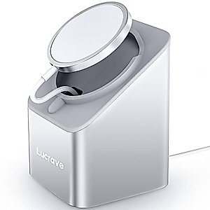 Lucrave Phone Stand for MagSafe Charger, Aluminum Desk Phone Holder Dock for MagSafe Charger, Compatible with iPhone 14 13 12 Mini Plus Pro Pro Max, MagSafe Charger is Not Included, Silver