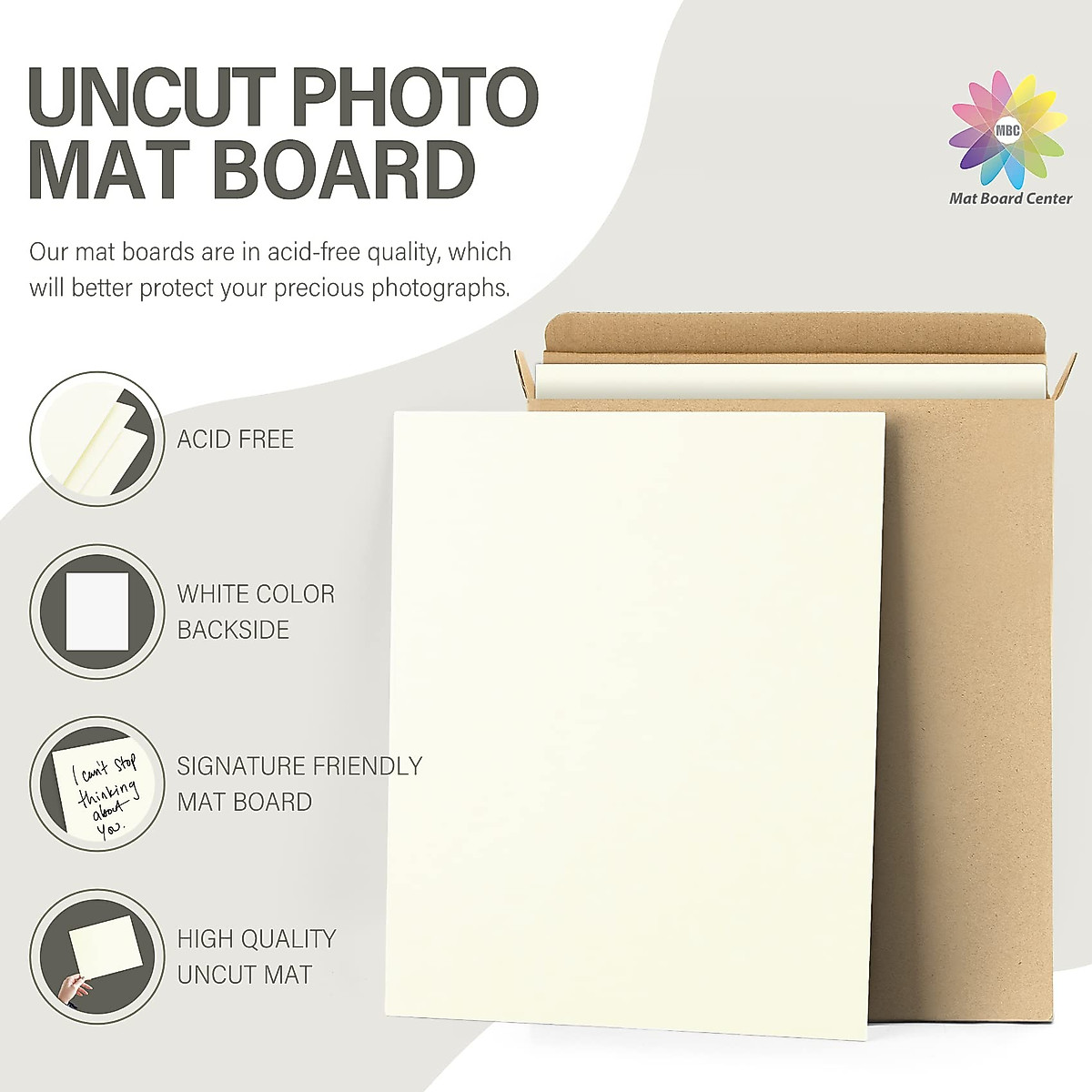Mat Board Center, 10 Pack 8x10 Picture Backing Boards, Ivory Uncut Matt Boards, Ideal for Pictures/Prints/Frames/Arts