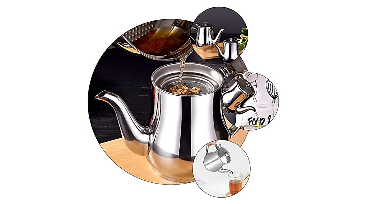 Premium Stainless Steel Oiler with Strainer - 24 oz