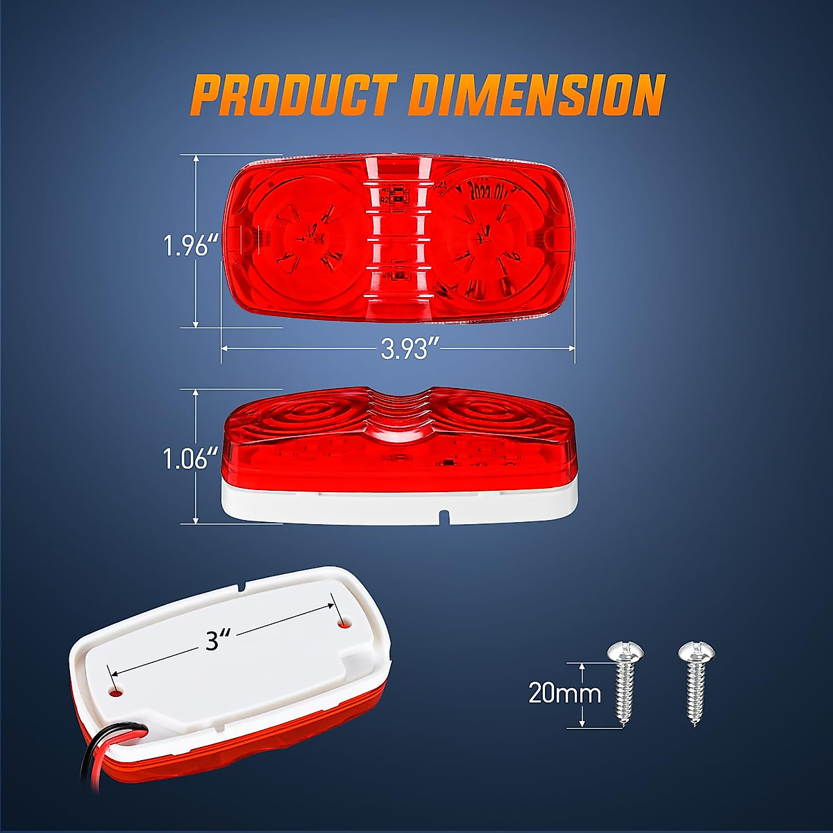 Nilight Double Bullseye Marker Light 5PCS Red 10LED Rectangular Clearance Front Side Rear Indicator Lights Surface Mounted for 12V Truck Camper RV Boat Lorry