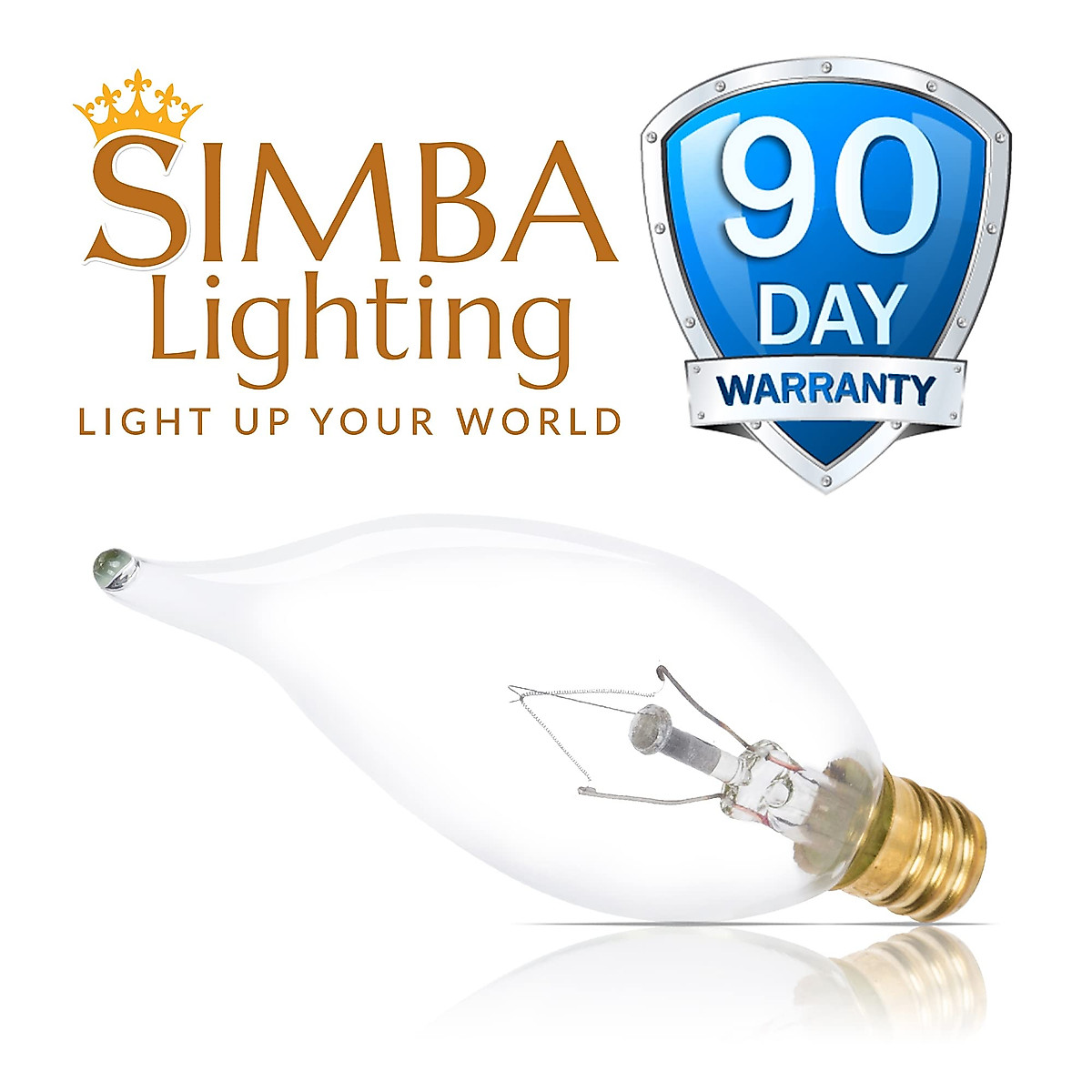 Simba Lighting Candelabra Flame Tip Clear CA10 25W E12 Base (12 Pack) Decorative Incandescent Light Bulbs 120V for Chandeliers, Ceiling Fan Lights, Pendants, Wall Sconces, Dimmable, Warm White 2700K