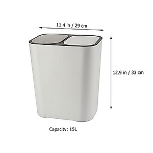 MAGICLULU Dual Trash Can Dry and Wet Separation Trash Can Plastic Garbage Can with Lid Kitchen Sorting Trash Can 2 Compartments Garbage Waste Can Dustbin Rubbish Box 15L