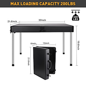 CSINPO Folding Table with Chairs,Portable Folding Camping Table,Picnic Table and 4 Chairs, Aluminum Folding Table for Picnic,Beach,Fishing,Hiking,BBQ,Parties,Activities,Indoor or Outdoor Use(Medium)