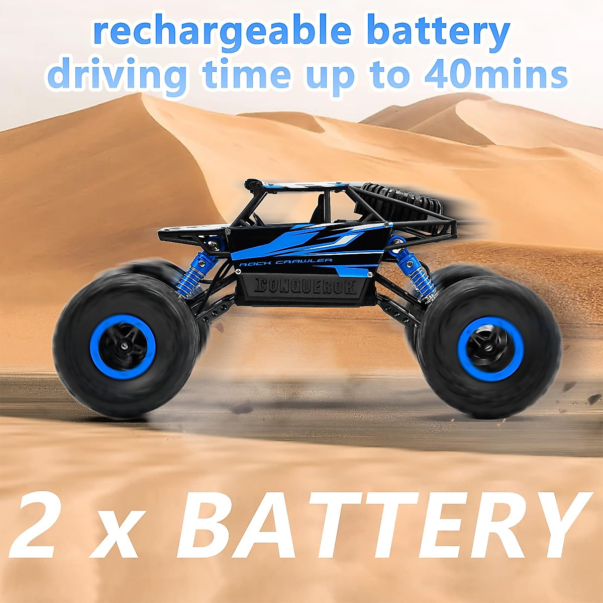 Cheerwing 1:18 Rock Crawler 2.4Ghz Remote Control Car 4WD Off Road RC Monster Truck 2 Battery (Blue)