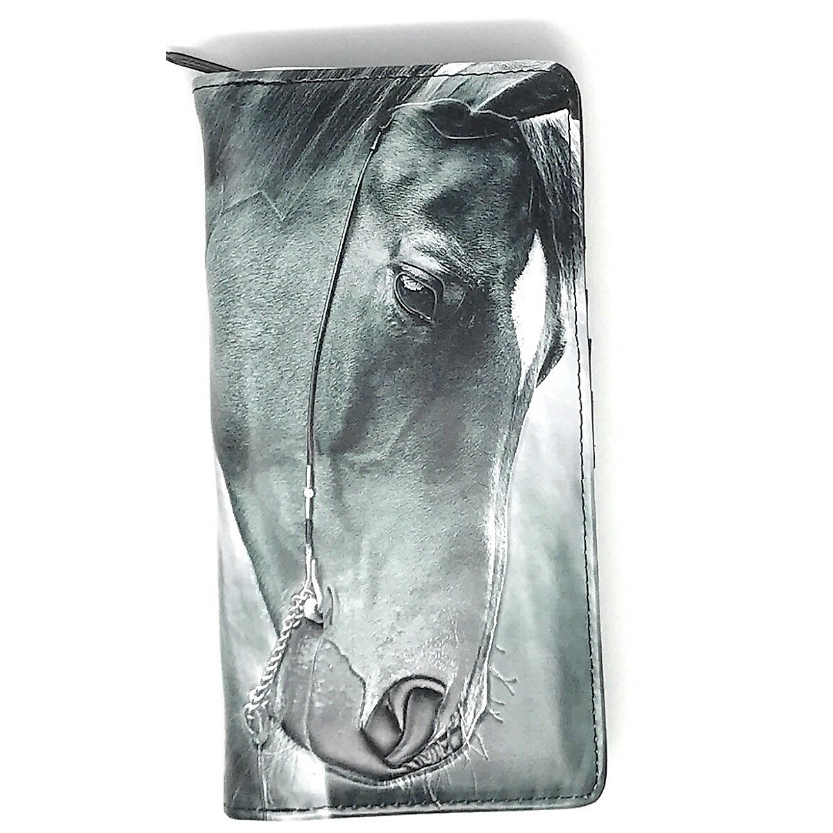 Shag Wear Horse Portrait Large Animal Wallet for Women and Teen Girls Vegan Faux Leather 7"