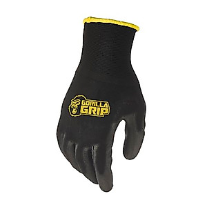 Gorilla Grip Gloves, Max Grip, All Purpose Work Gloves, Slip Resistant, Nylon Shell, Medium, 15 Pairs