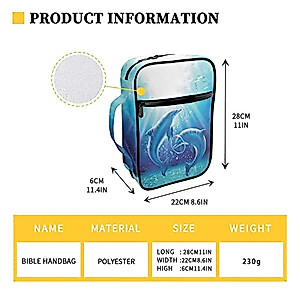 YEXIATODO Blue Cute Dolphin Bible Covers for Women Girls Bible Case Large Bible Bag Purse Crossbody Shoulder Backpack with Handle Bible Tote Bag Zipper Pocket Bible Cover for Bible Study