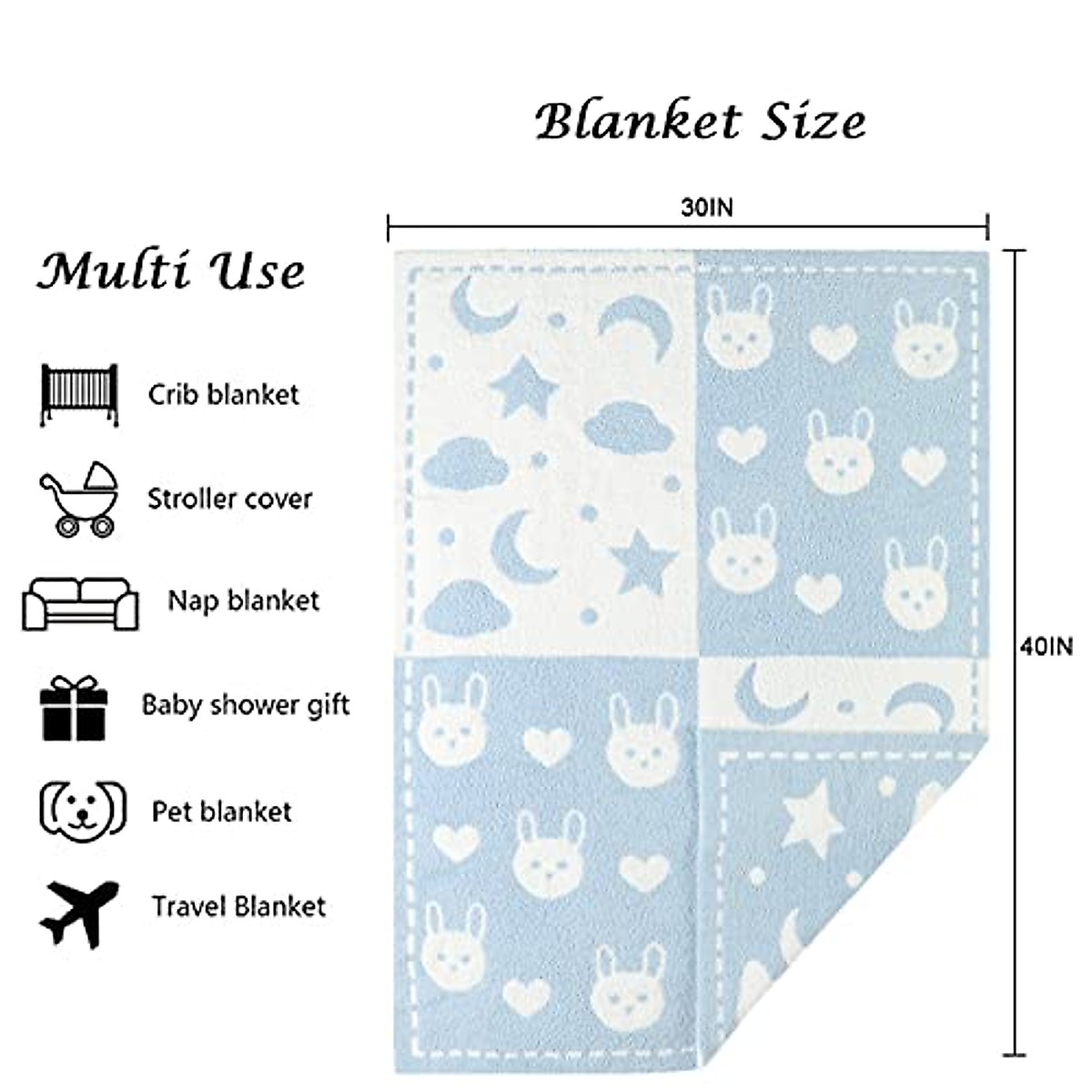 Kid Nation Baby Blankets for Girls Baby Boy Toddler Blanket Soft Baby Quilt Plush Crib Blanket Newborn Stroller Blanket Nursery Infant,Baby Llue,30 x 40 in