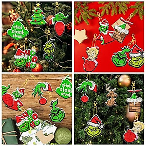 12 Pcs Christmas Diamond Art Painting Keychains Kit Double Sided DIY Cute Christmas Diamond Art Painting Keychains for Beginners Adults Art Craft Supplies Christmas Holiday Gift