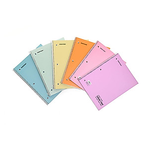 Mintra Office Spiral Notebooks - Pastel, College Ruled, 6 Pack, For School, Office, Business, Professional,70 Sheets