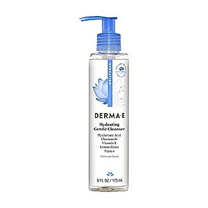 DERMA E Hydrating Gentle Cleanser with Hyaluronic Acid – Moisturizing Facial Cleanser Tones, Moisturizes & Improves Skin Texture – Gently Exfoliating Papaya Face Wash, 6 fl oz