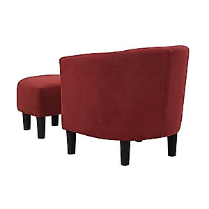 Convenience Concepts Take a Seat Churchill Accent Chair with Ottoman, Red Microfiber