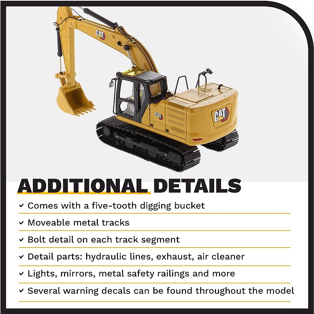 Diecast Masters 1:50 Caterpillar 320 Hydraulic Excavator | High Line Series Cat Trucks & Construction Equipment | 1:50 Scale Model Diecast Collectible | Diecast Masters Model 85569