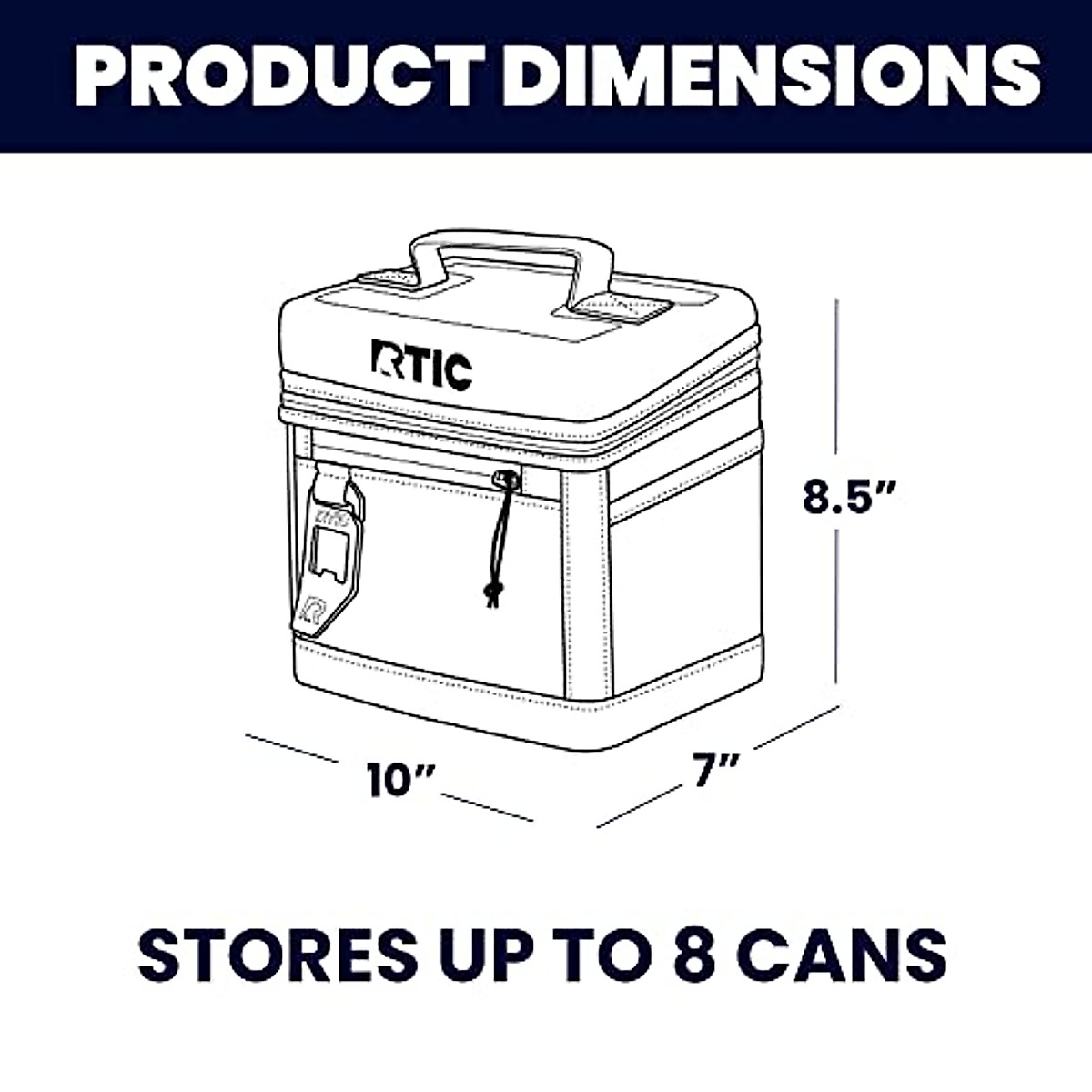 RTIC 8 Can Everyday Cooler, Soft Sided Portable Insulated Cooling for Lunch, Beach, Drink, Beverage, Travel, Camping, Picnic, for Men and Women, Navy