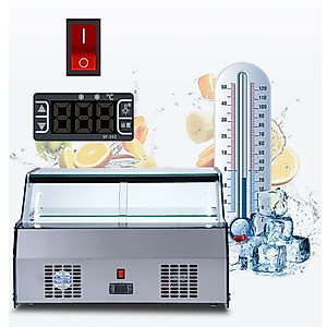 CUTPOIY Fresh-Keeping Restaurant Display Cabinets, Desktop Cooked Food Refrigerated Fresh-Keeping Display Cabinets, Fruit Self-Service Freezers with Front Rear Opening Doors