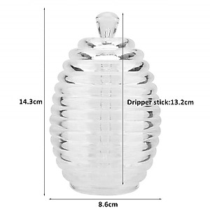 Touchstone Honey Jars with Dipper for Kitchen, Unbreakable Food Grade Acrylic Material, Honey Pot With Spoon, Tarro De Miel Con Cuchara. Honey holder, (3.5" x 5.6") (10 fl oz)
