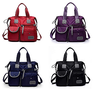 Shoulder Bags for Women,Nylon Crossbody Bags for Women,Waterproof Multi Pocket Ladies Travel Handbags Purple, Large