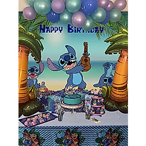 Tropical Luau Happy Birthday Backdrop and Tablecloth for Kids Boys Baby Shower Birthday Party Supplies Decorations 5x3ft, Green