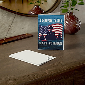 J&J'S TOYSCAPE US Navy Thank Cards, Veteran Appreciation Card for Navy Captain, Navy Service, Patriotic Thank You Card, 5x7 Card with Envelope, Blank Inside (Ocean Fleet)