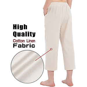 Bonnorth Womens Wide Leg Trousers for Women Golf Flowy Capri Pants for Women Boho Lounge Linen Palazzo Pants Women's Lounge Oversized Sweatpants Pants Khaki XL