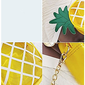 QZUnique Fruit Shape Handbag PU Crossbody Shoulder Bag Adjustable Strap Clutch Jelly Purse Pineapple