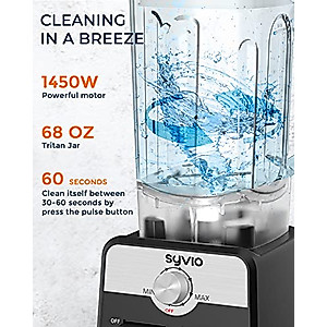 Syvio Blenders for Kitchen, Smoothie Blender 1450W with 4 Presets and 68 oz Tritan Container, Blender for Shakes and Smoothies, Crushing Ice, Frozen Fruits