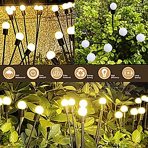 XIILSIE Solar Garden Lights, 6 LED Solar Firefly Starburst Swaying Lights Sway by Wind, 2 Modes Solar Landscape Path Lights Outdoor Waterproof Garden Yard Pathway Decoration Lights Warm White (2 Pack