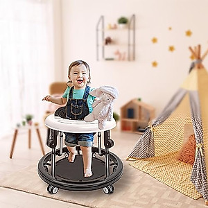 Baby Walker, 9-Gear Height Adjustable Baby Walker with Wheels, Foldable Infant Toddler Walker with Foot Pads, Baby Walkers and Activity Center, Baby Walkers for Baby Boys and Baby Girls 6-24 Months