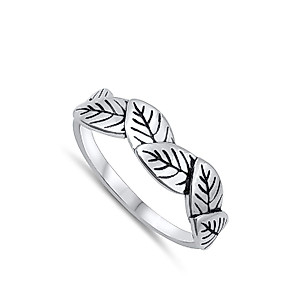 Overlapping Leaf Tree Nature Boho Ring New .925 Sterling Silver Band Size 6