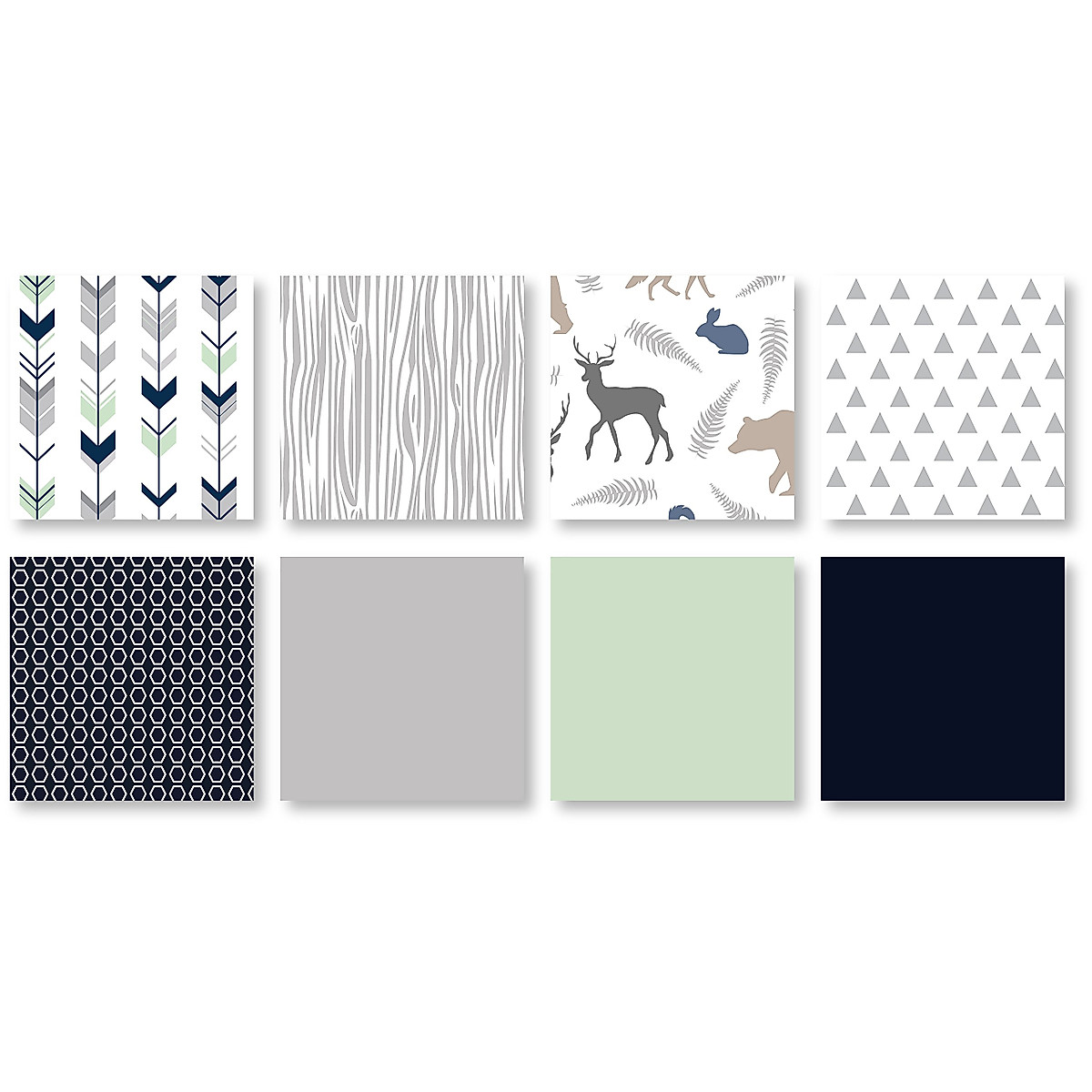 Sweet Jojo Designs Navy Blue, Mint and Grey Woodsy Deer Boys Baby Bedding 11 Piece Crib Set