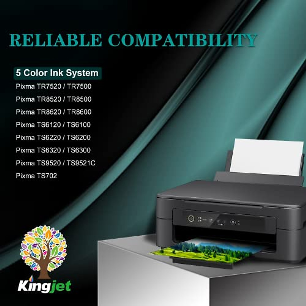 Kingjet Compatible Ink Cartridge Replacement for Canon 280 281 PGI-280XXL CLI-281XXL PGI-280 CLI-281 XXL Work with Canon Pixma TR8520 TR7520 TS6120 TS6220 TS6320 TS8120 TS8220 TS9120 Printer, 5 Pack