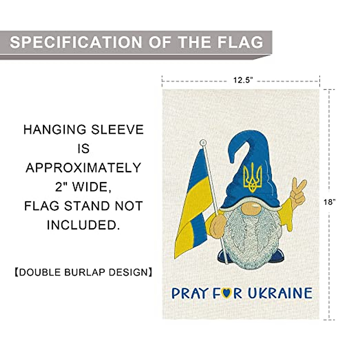 Haustalk Pray for Ukraine Garden Flags Double Sided Ukraine Gnomes Garden Flag Polyester Flag for Yard House Decor 12x18